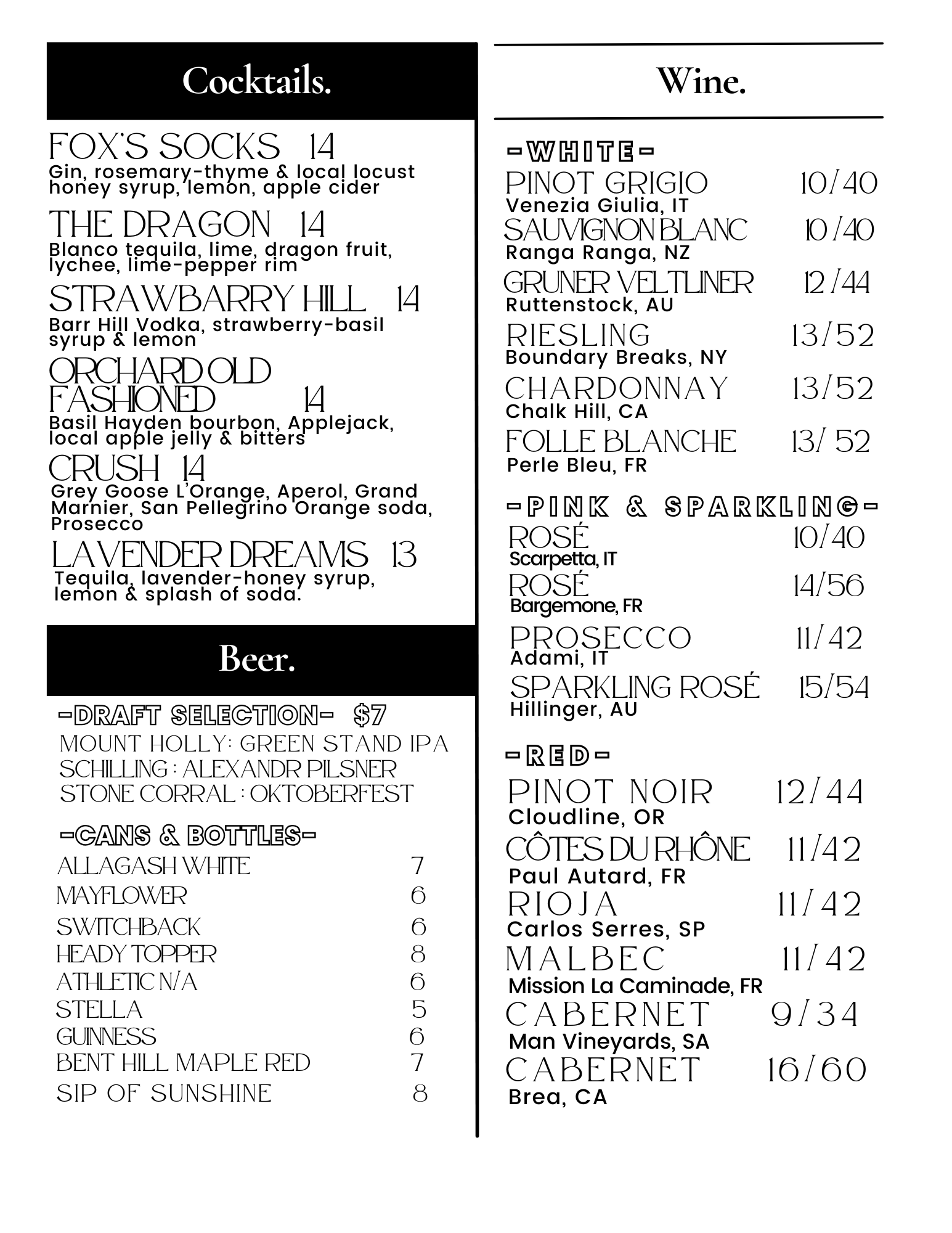 Menu — peter havens