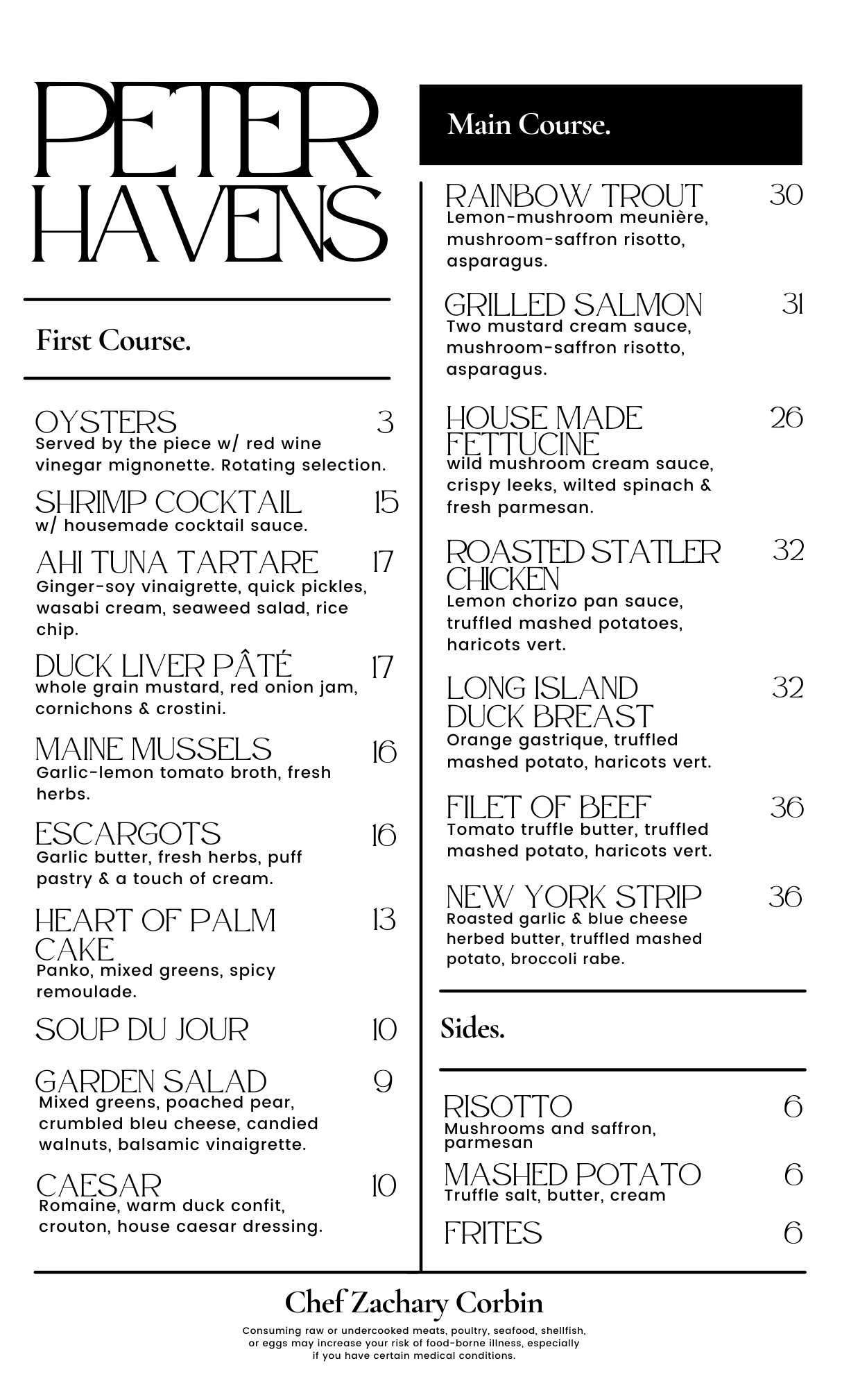 Menu — peter havens