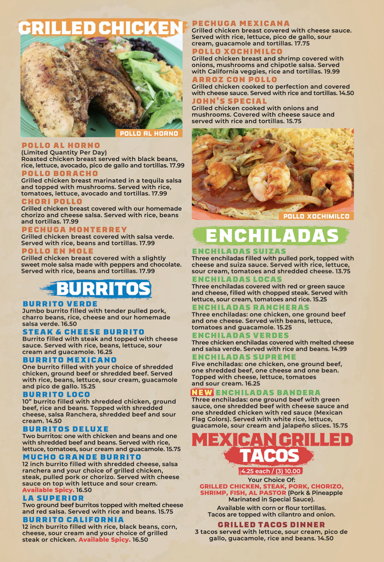 Menu — La Piñata Mexican Grill & Bar
