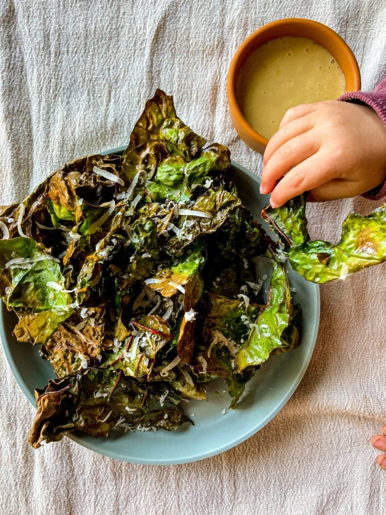 CRISPY RAINBOW CHARD Chips WITH HONEY MUSTARD DIPPING SAUCE — Let Them ...