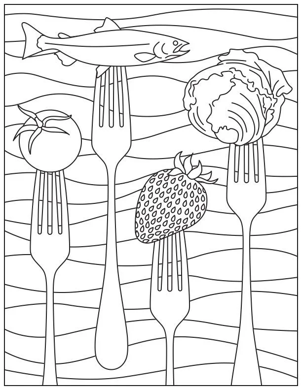 Printable Coloring Page for National Nutrition Month — Food and Health ...