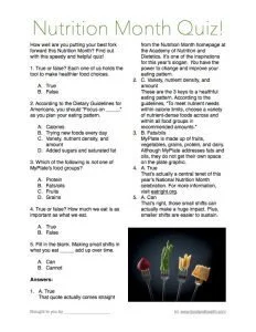 Nutrition Month Quiz — Food and Health Communications