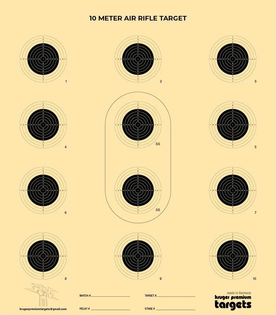 10 Meter Air Rifle Targets (10 bull, 2 sighter bull | 250/pk) — Kruger ...