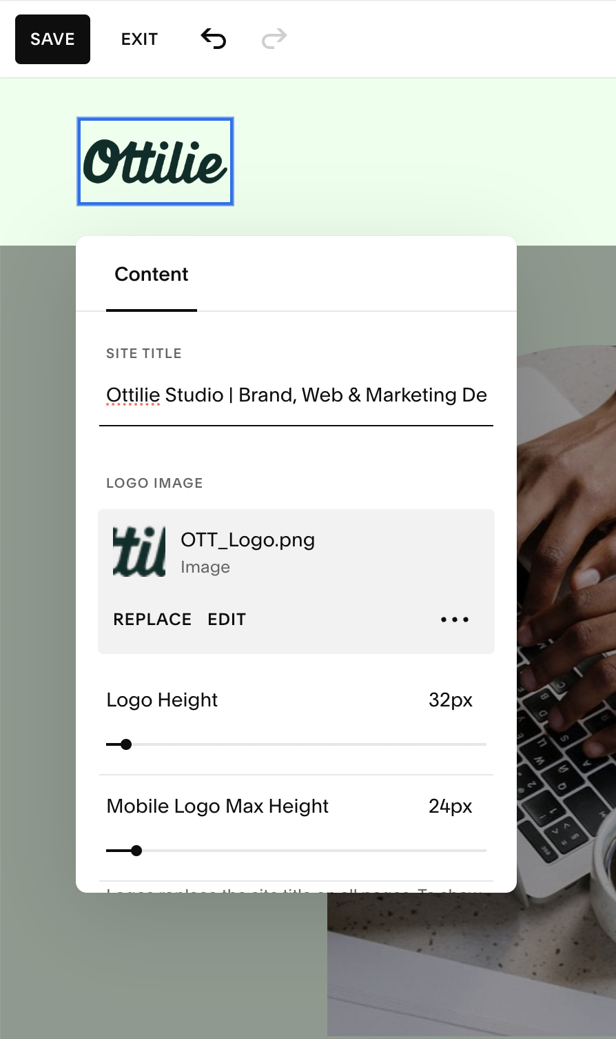 Squarespace website titles: how to update | Ottilie Studio