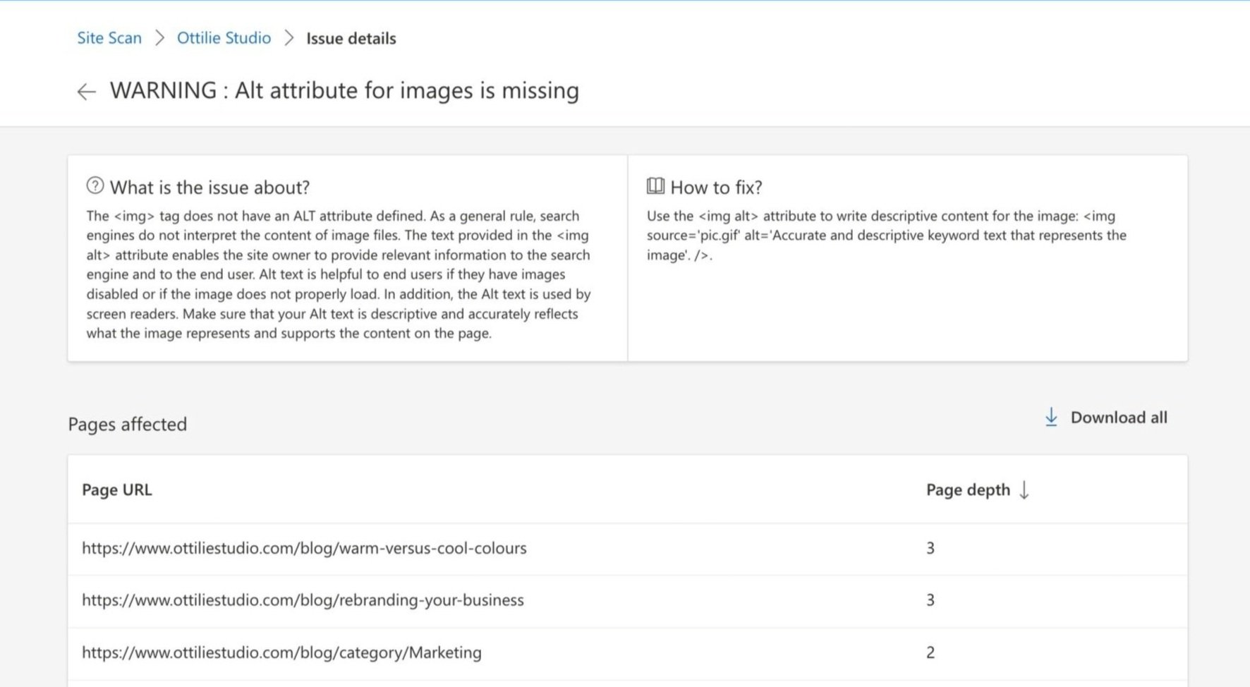 Fixing Errors & Warnings in Bing Webmaster Tools — Ottilie Studio