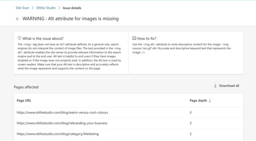 Fixing Errors & Warnings in Bing Webmaster Tools — Ottilie Studio