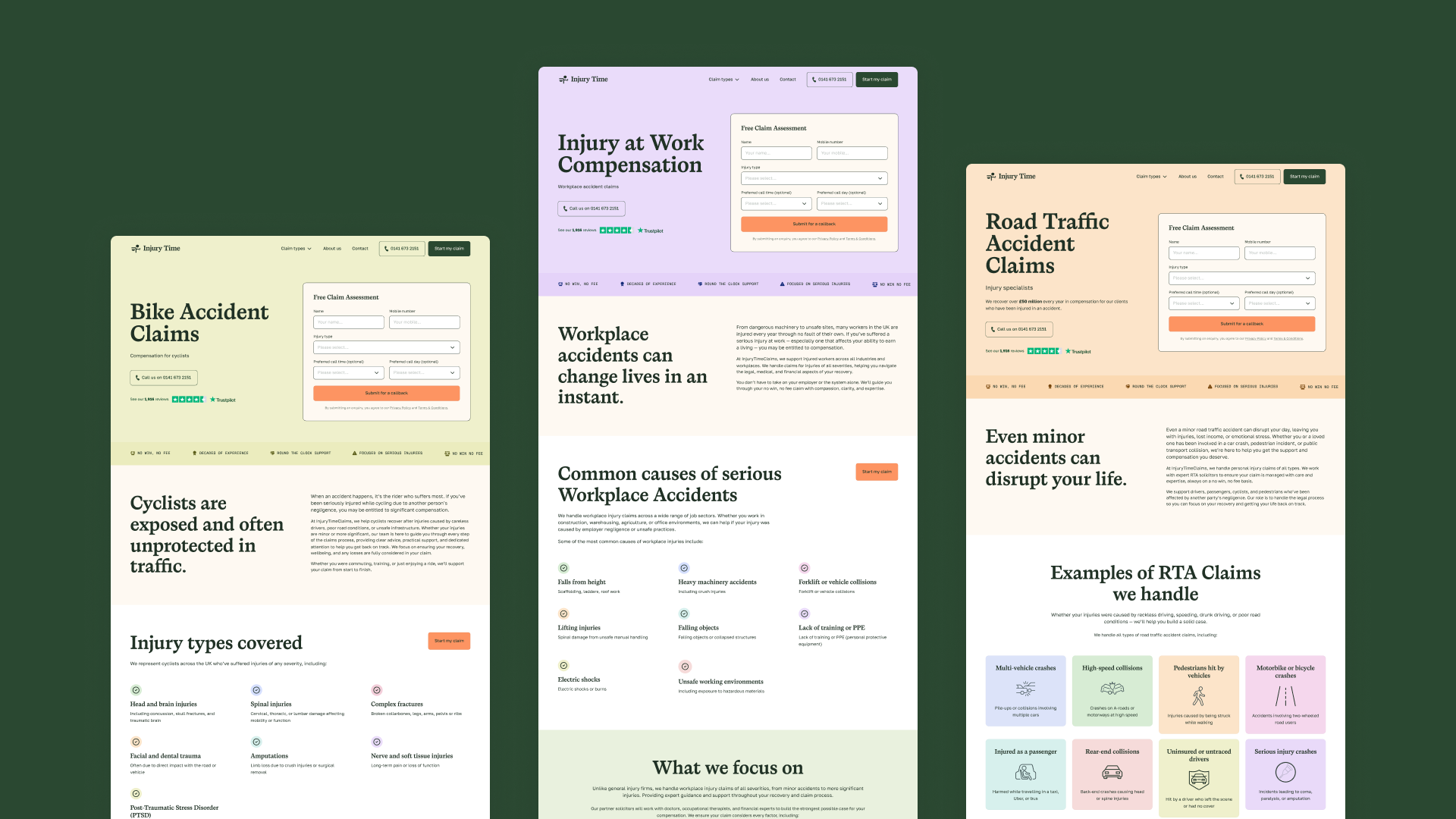 New brand and web project: Injury Time Claims | Ottilie Studio