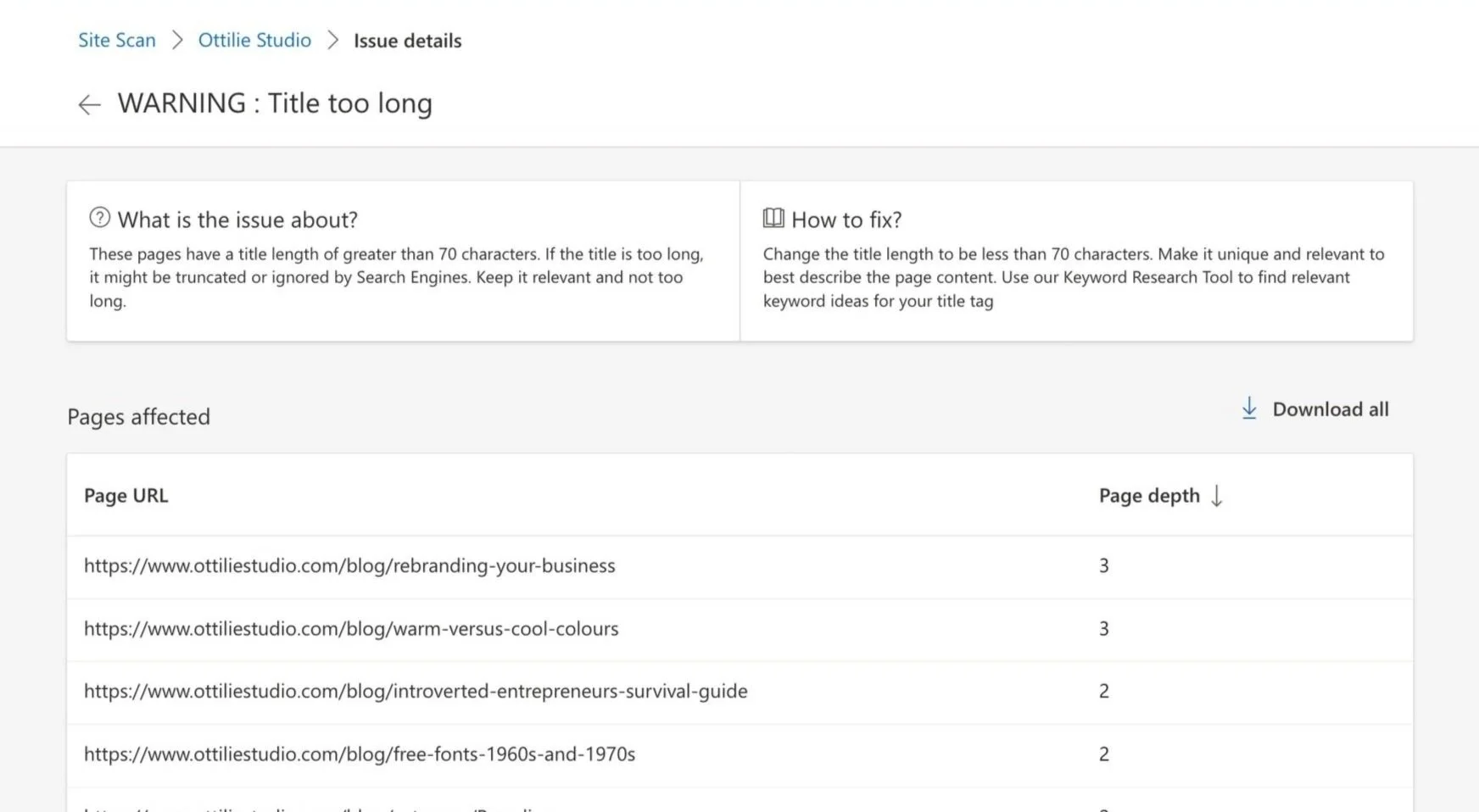 Fixing Errors & Warnings in Bing Webmaster Tools — Ottilie Studio