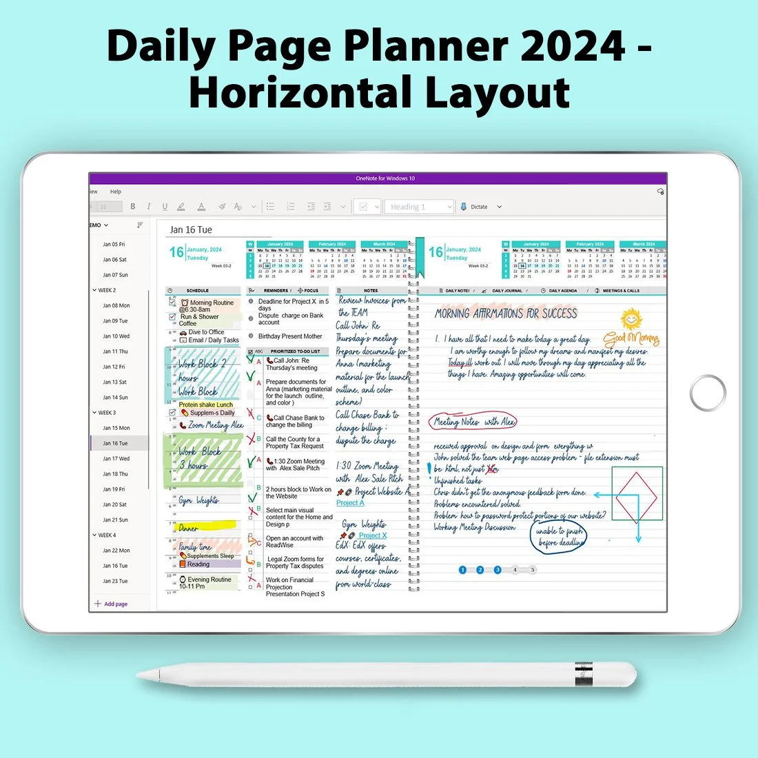 Store 1 — OneNote Teal Digital Planner