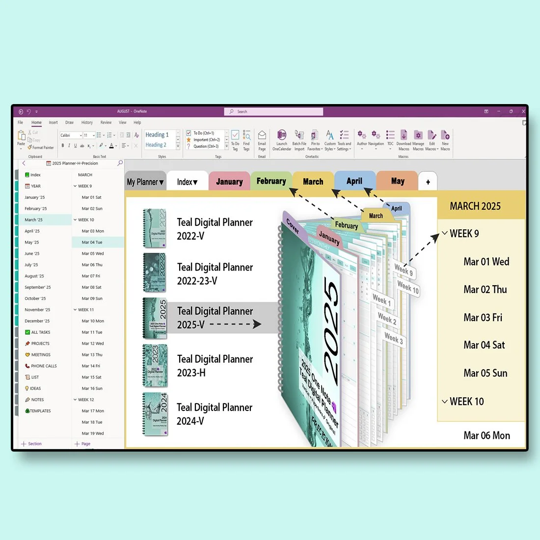 OneNote Teal Digital Planner | Enhance Your Planning Today