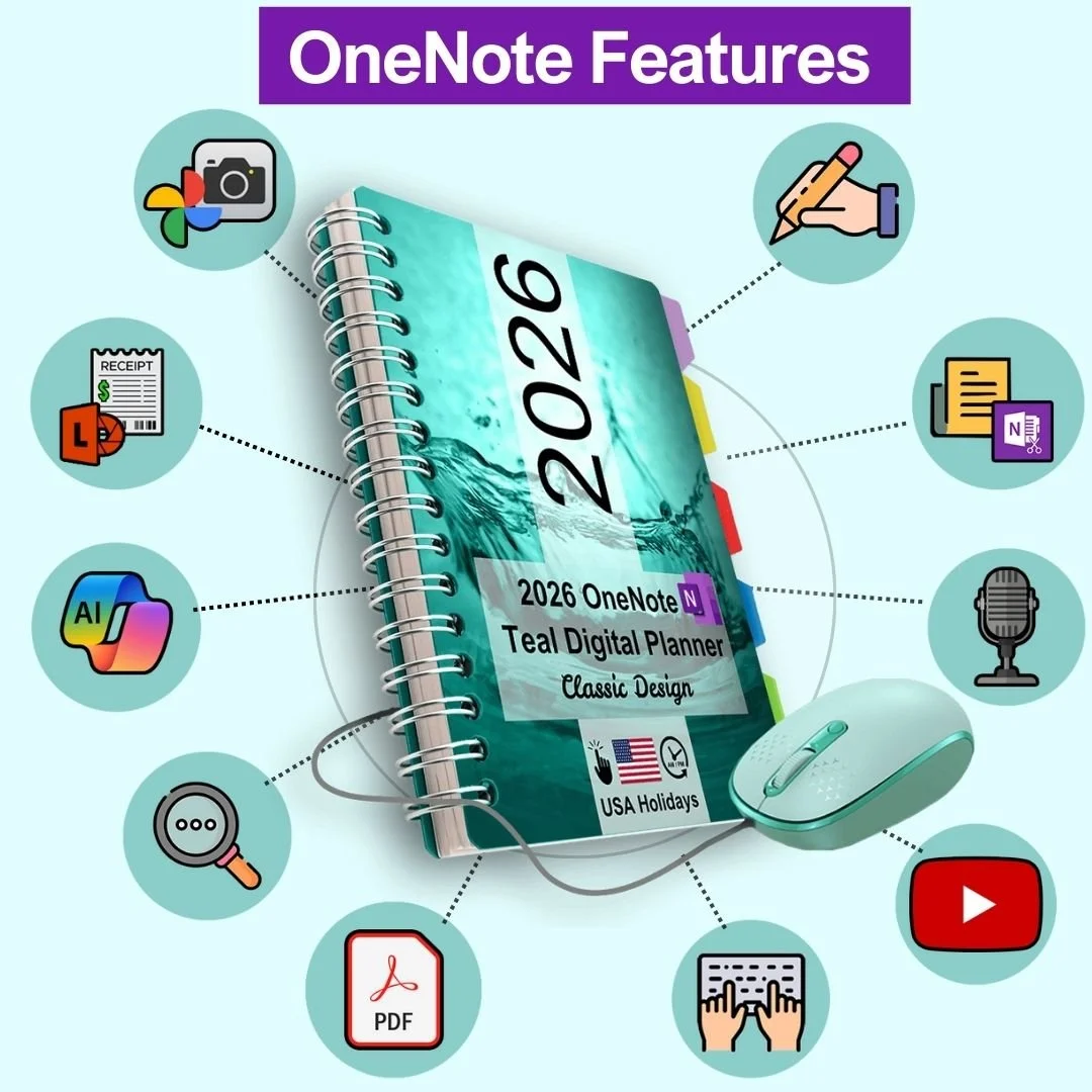 OneNote Teal Digital Planner | Enhance Your Planning Today