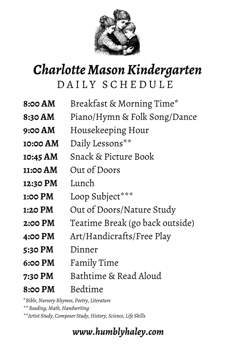 Charlotte Mason Kindergarten Daily Schedule — Humbly Haley