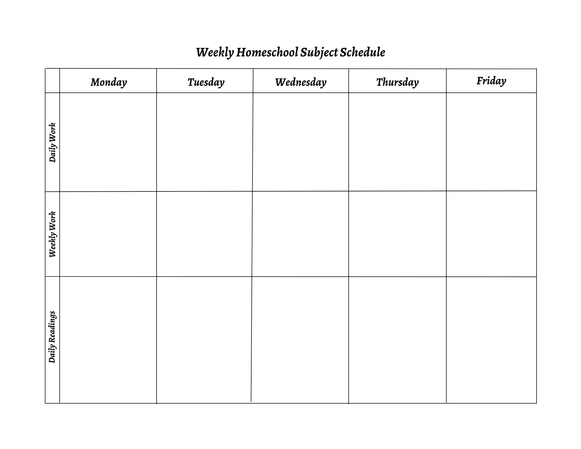 Ambleside Online Weekly Schedule — Humbly Haley