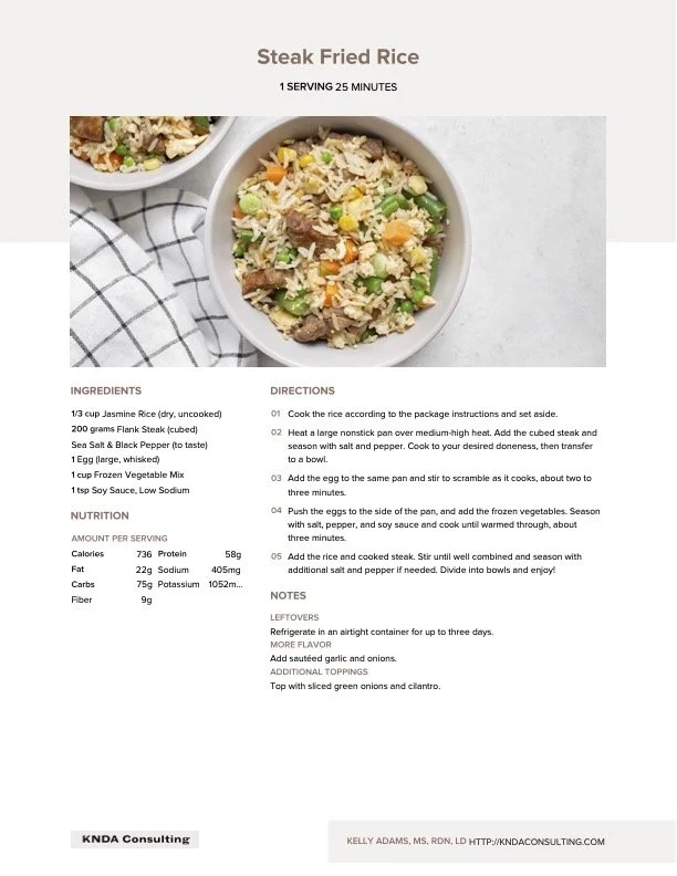Standard Diet Meal Plan — KNDA Consulting