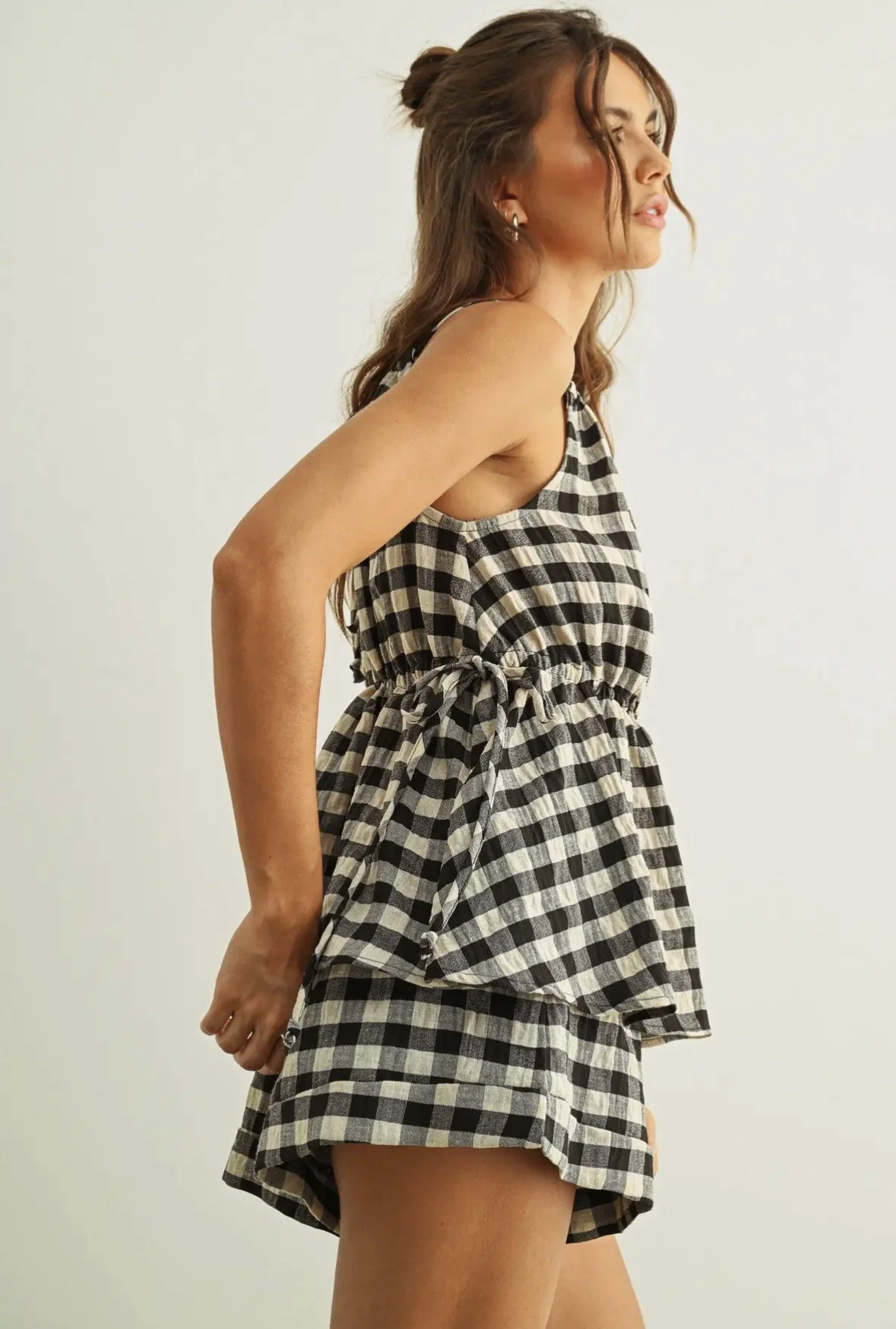 Gingham Sleeveless Top - Black and White — TGS Collective