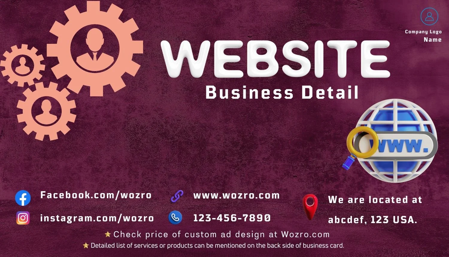 Website Business Card Design — WOZRO