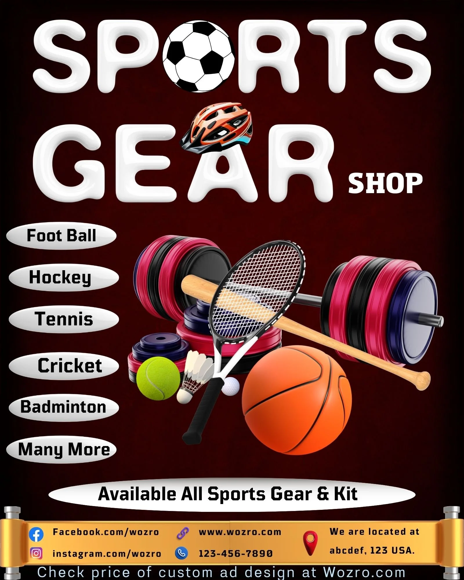 Flyer Poster for Sports Gear Shop — WOZRO