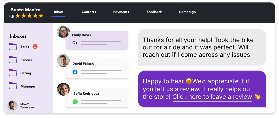 Inbox — Ikeono | Business Text Messaging for Independent Retailers