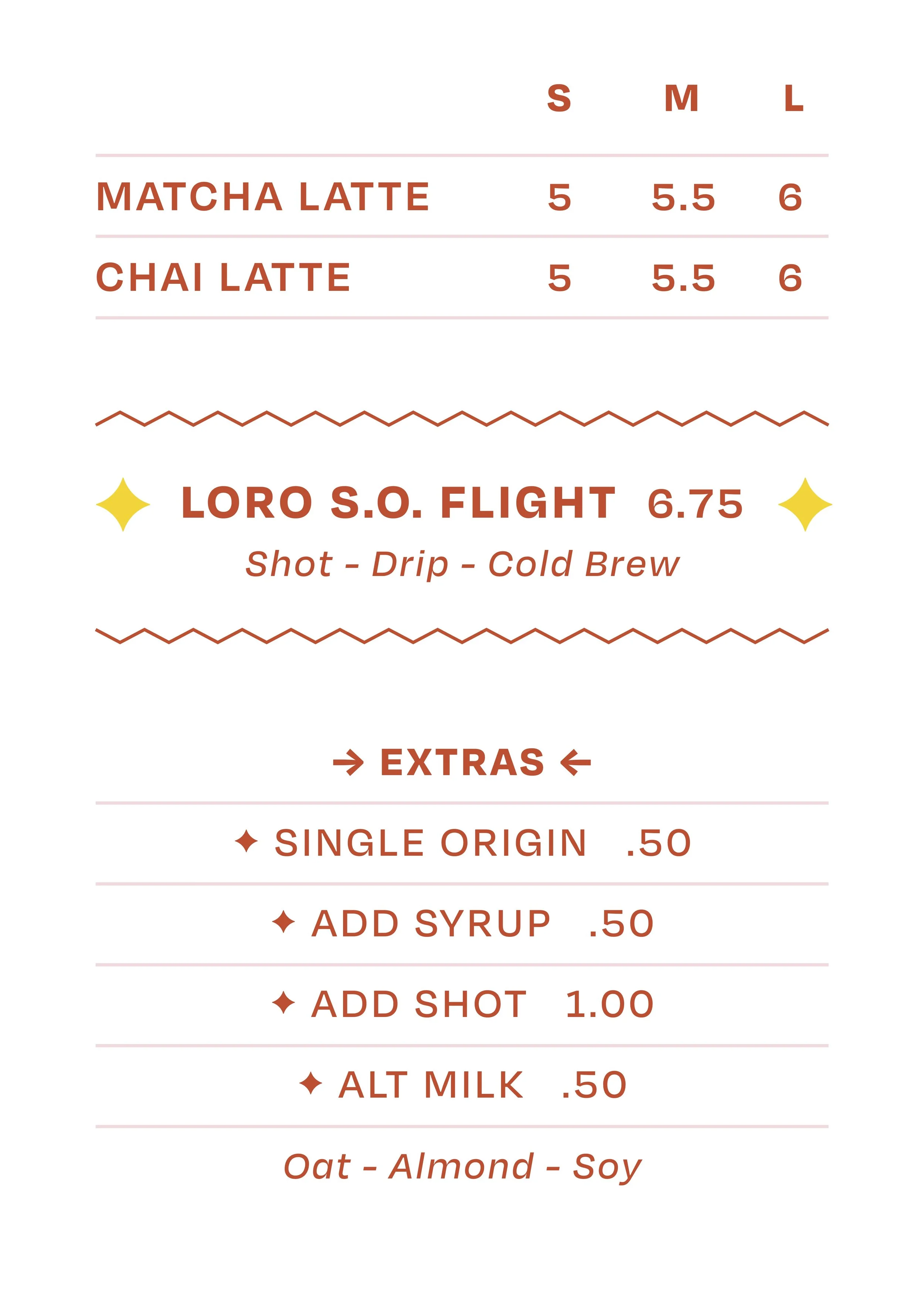 Menu — LoRo Coffee