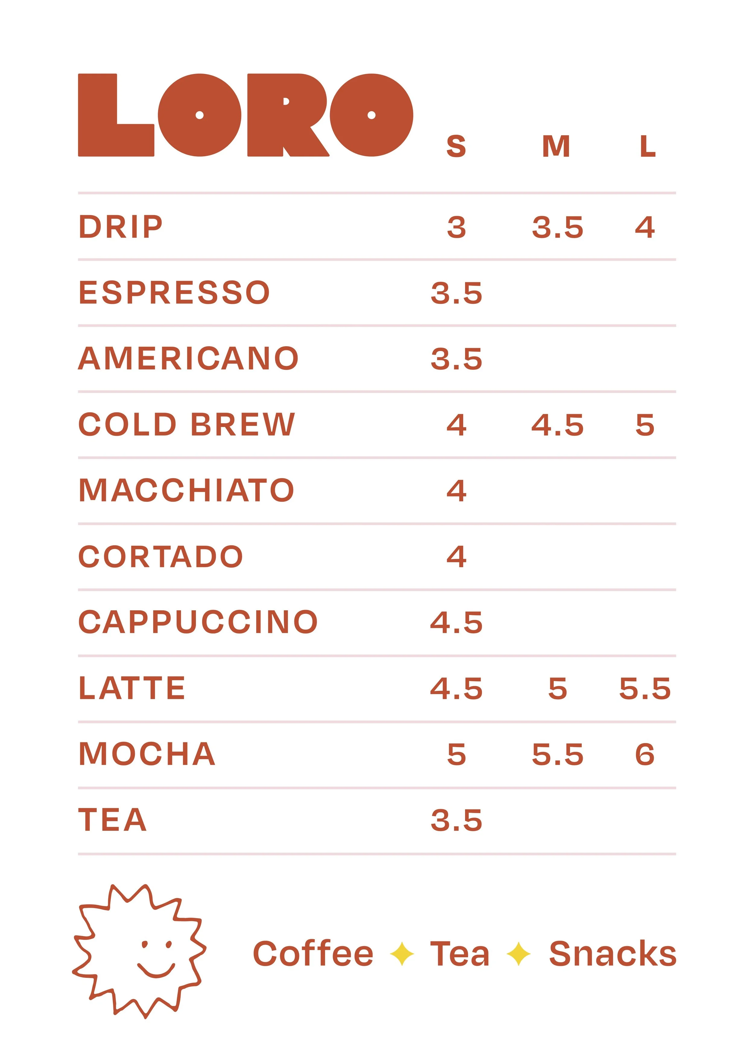Menu — LoRo Coffee
