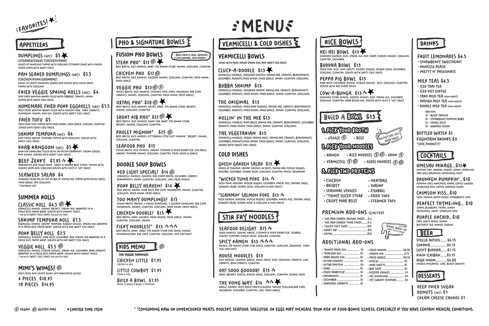 Westchase Menu — Doodle Noodle Bar