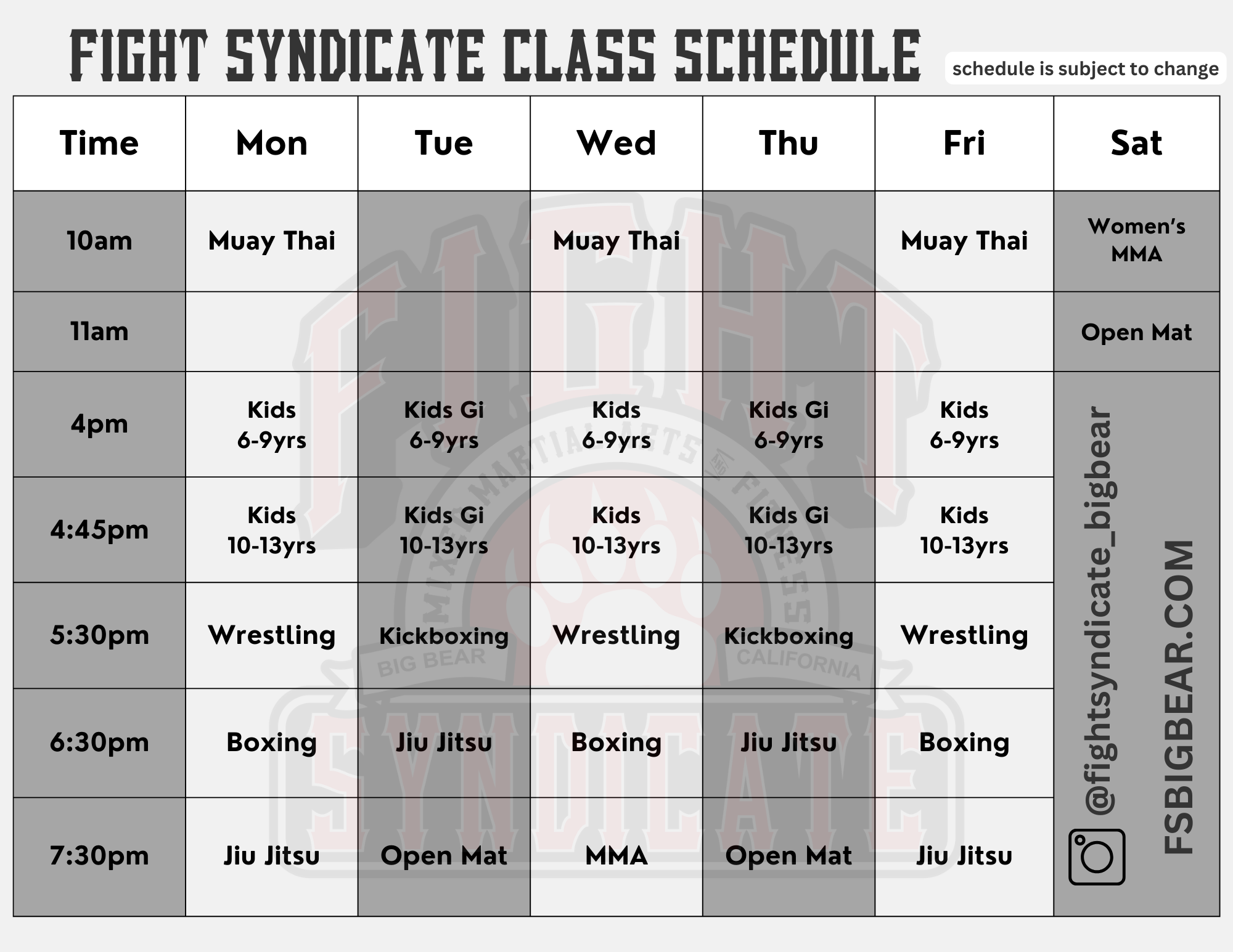 Classes — Fight Syndicate Big Bear MMA