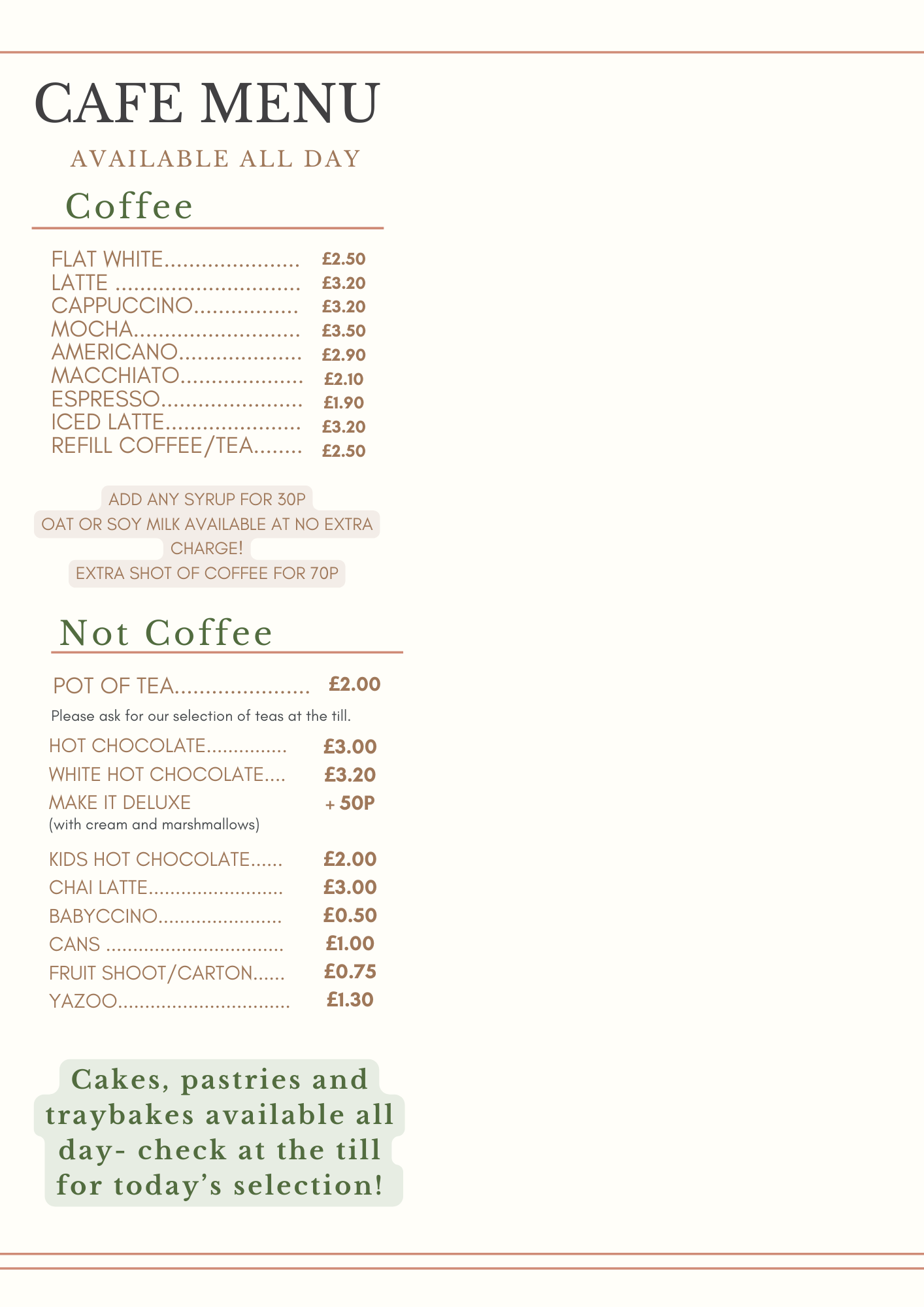 Our Menu — Saints Nuneaton