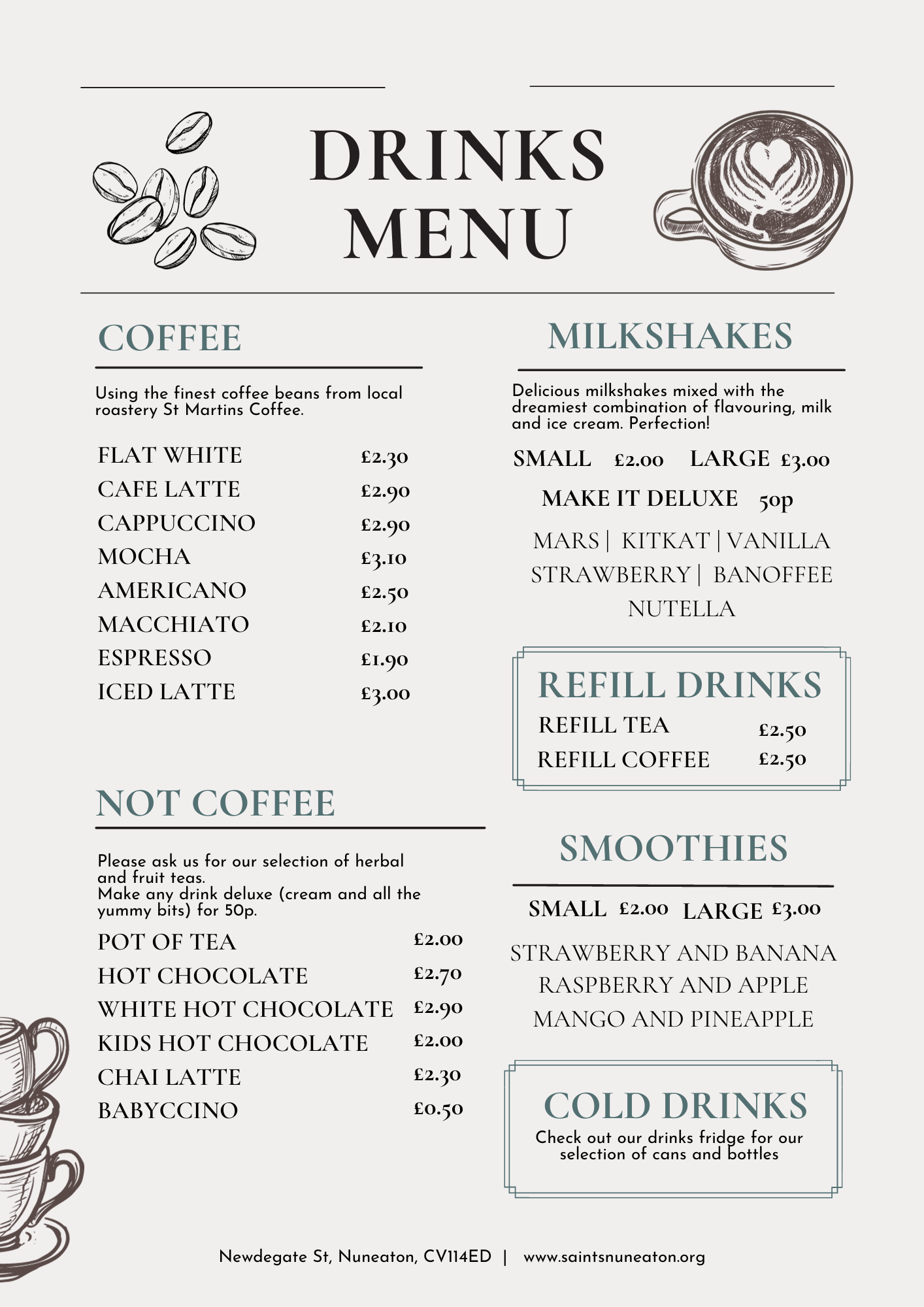 Our Menu — Saints Nuneaton