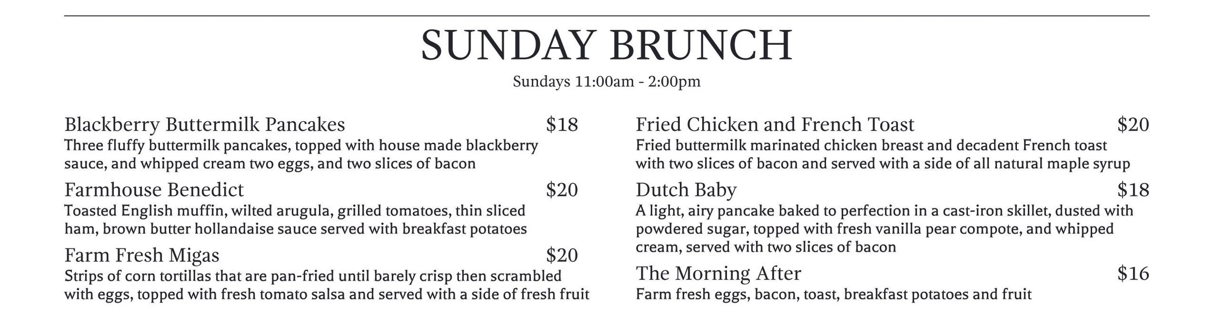 Brunch Menu — On The Waterfront