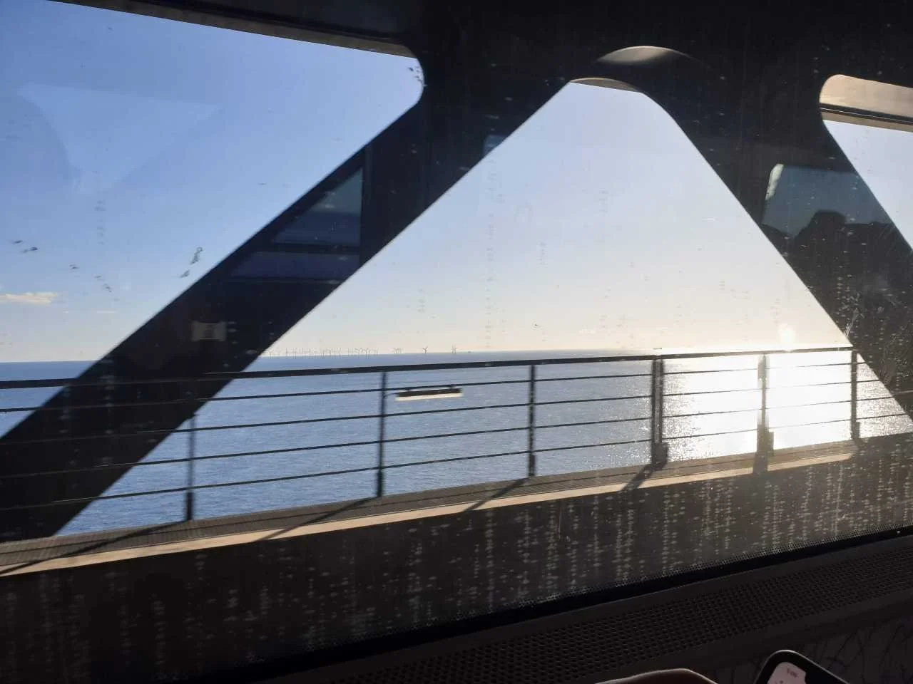 Taking the train over the Øresund Bridge from Copenhagen to Malmö ...