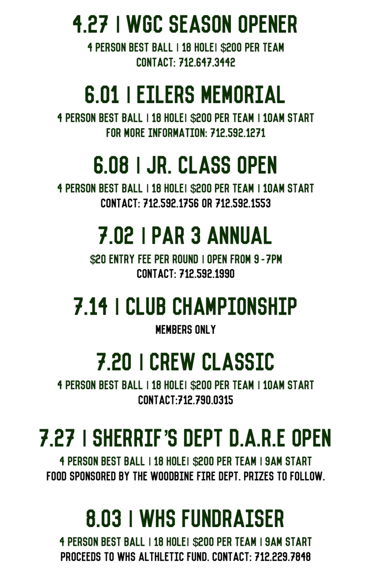 COURSE — WOODBINE GOLF COURSE