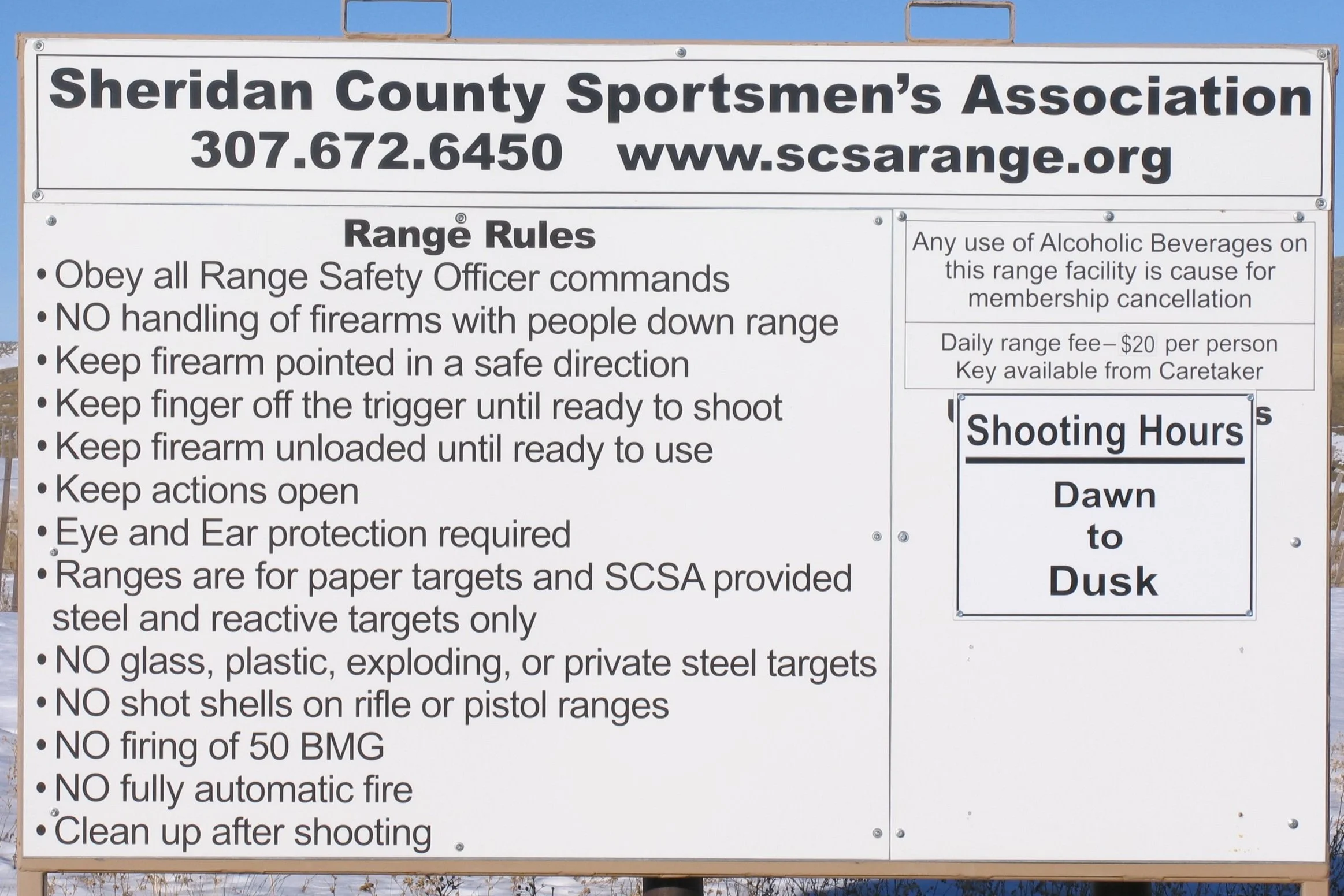 Rules and Regulations — Sheridan County Sportsmen's Association