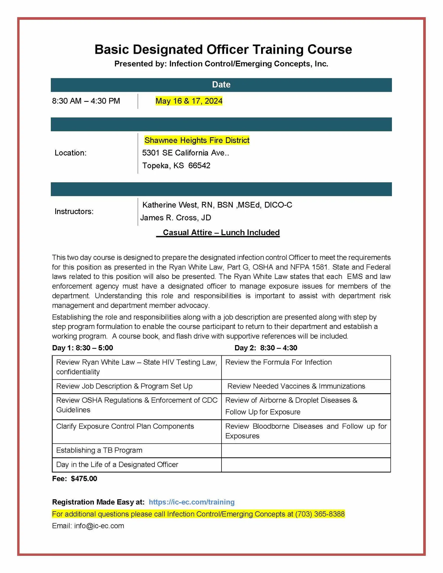 Basic Designated Infection Control Officer Training Course — Kansas ...