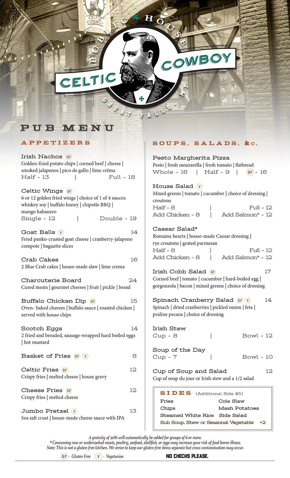 Pub Menu — The Celtic Cowboy