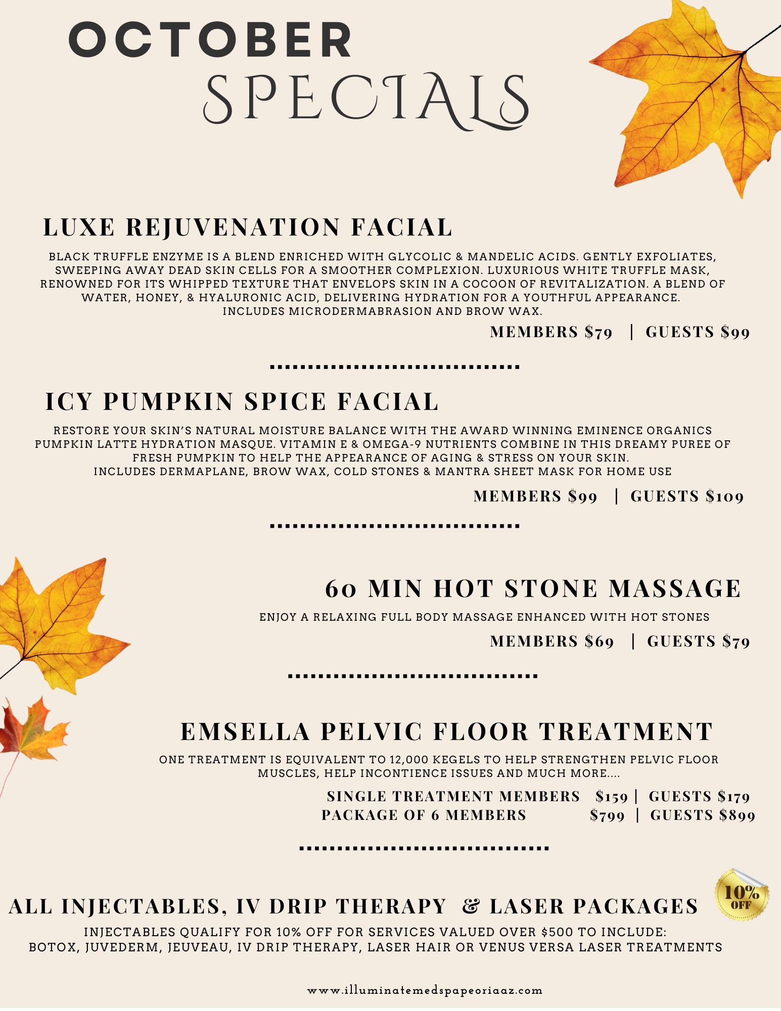 October Monthly Specials — Illuminate MedSpa Peoria AZ