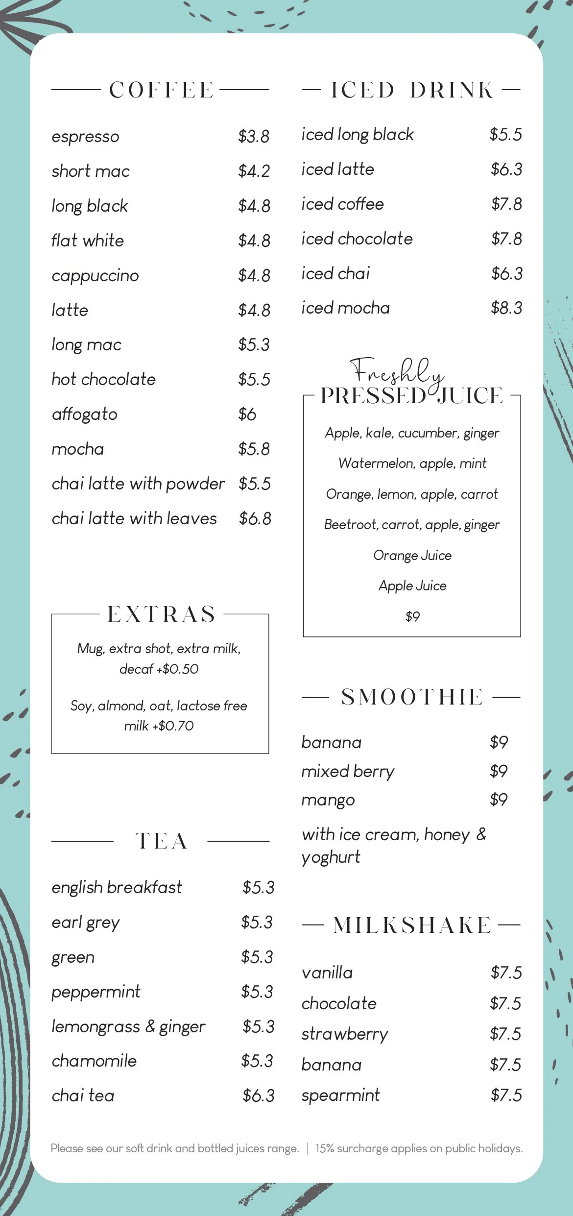 Menu — Café Melograno