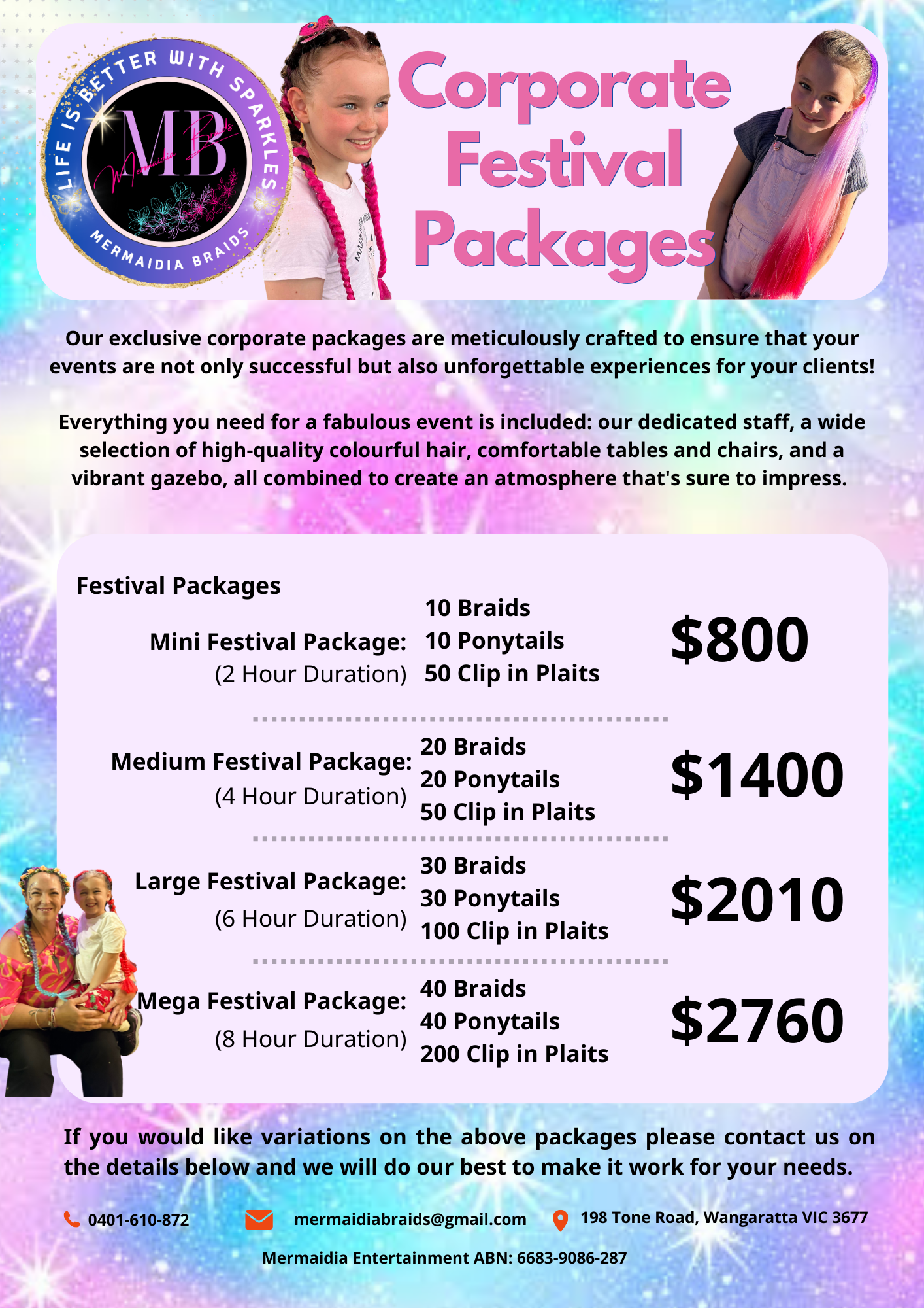 Corporate Festival Package — Mermaidia Braids