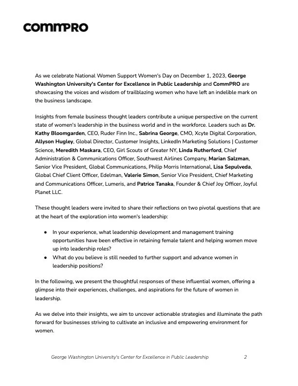 Nurturing Women's Leadership: Insights from Distinguished Thought Leaders — CommPRO
