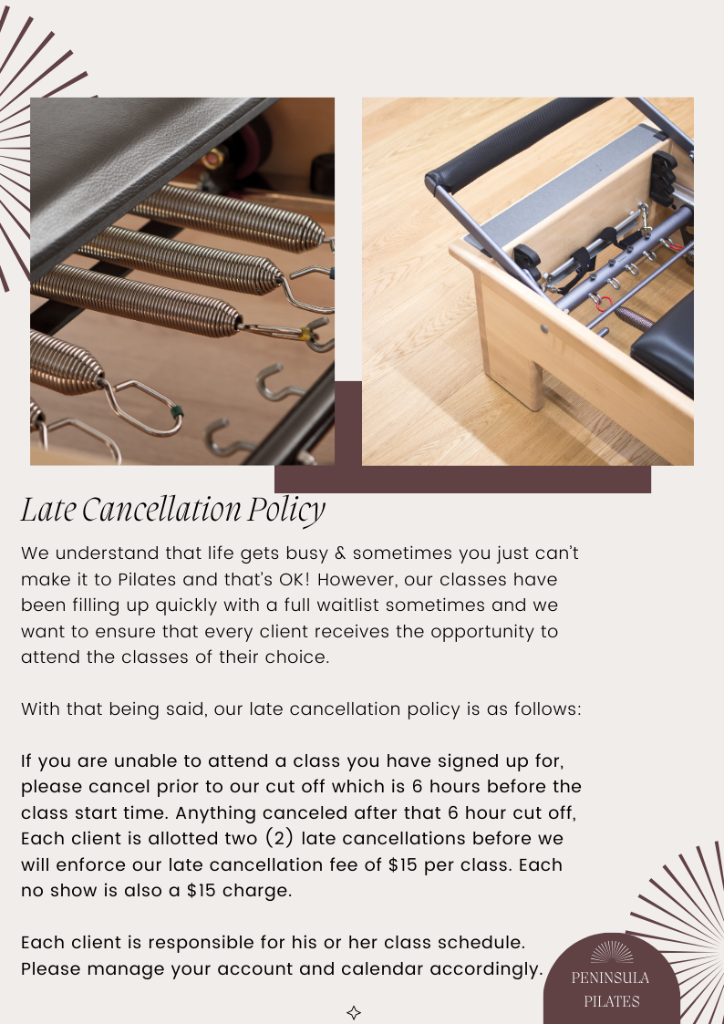 Studio Policies — Peninsula Pilates