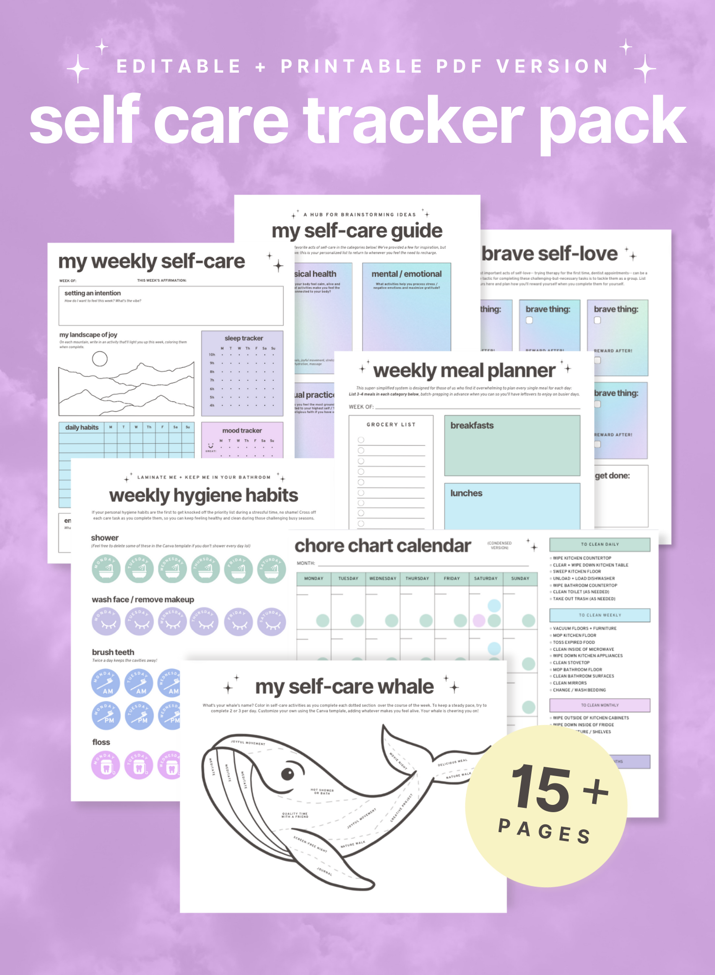 Printable Self Care Tracker Pack | Habit Tracker, Self Care Planner ...