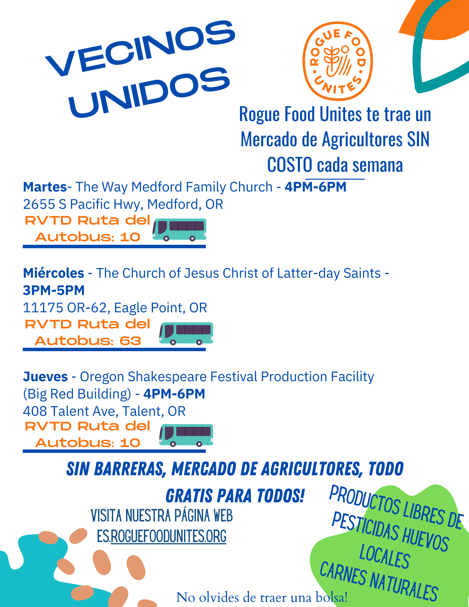 Neighbors Unite : Schedule and Locations — Rogue Food Unites