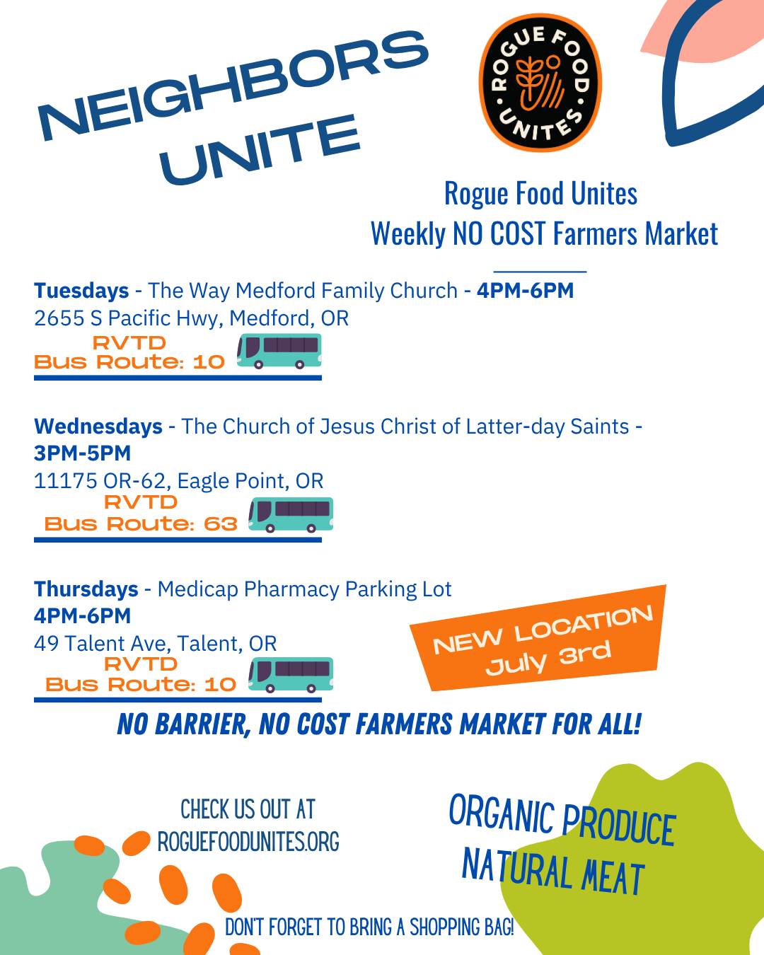 Neighbors Unite : Schedule and Locations — Rogue Food Unites
