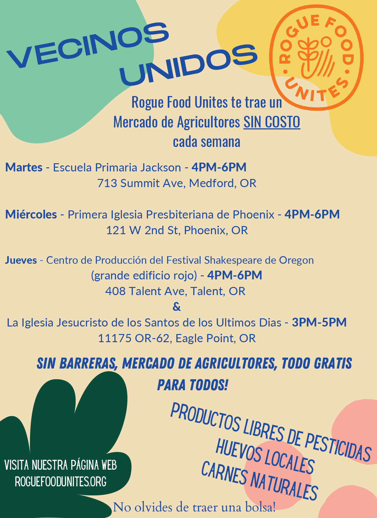 Neighbors Unite : Schedule and Locations — Rogue Food Unites