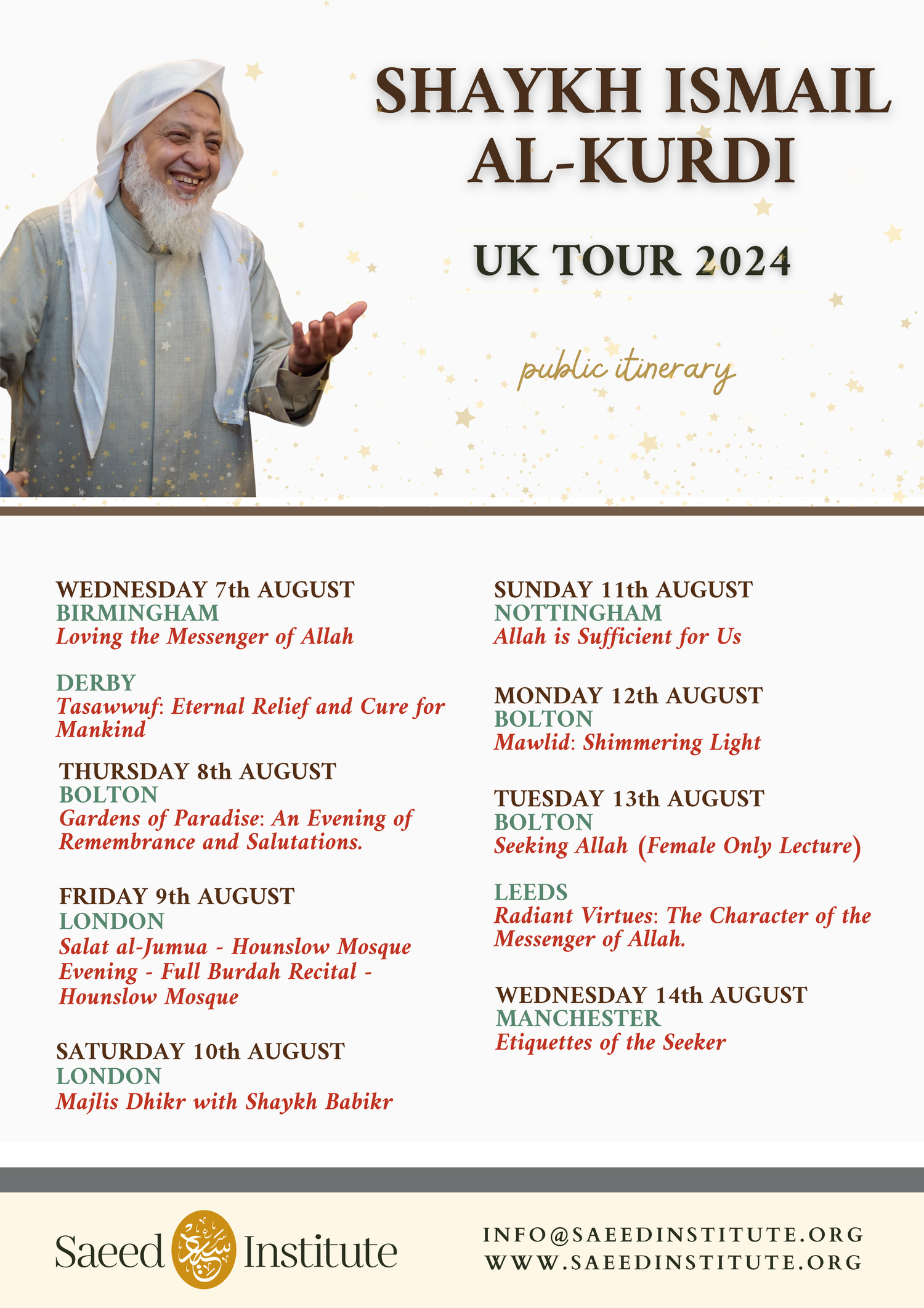 Shaykh Ismail al-Kurdi UK Tour 2024 — Saeed Institute