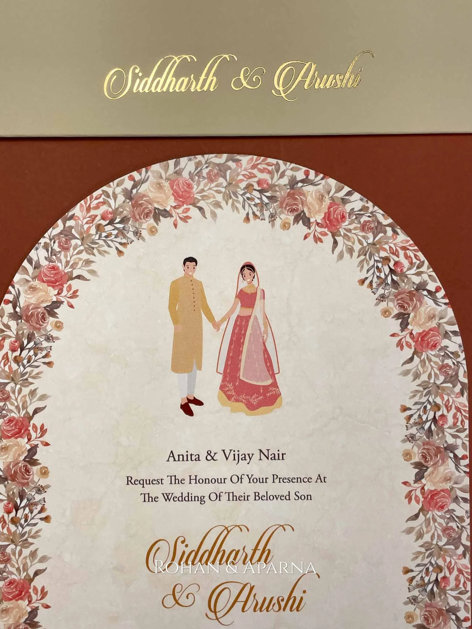 Floral Gateway Arch Style Indian Wedding Invitation by Rohan & Aparna