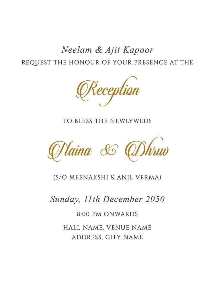 Reception Wording Templates by Rohan & Aparna Reception Wording Templates by Rohan & Aparna