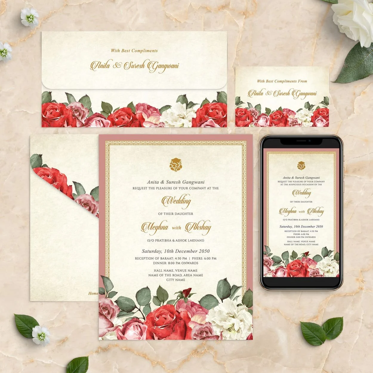 Red Border Design For Wedding