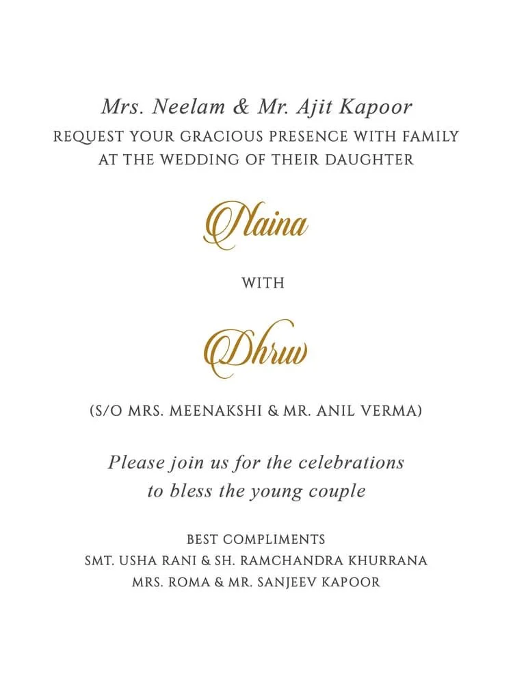 Introduction Page Wording Templates | Rohan & Aparna