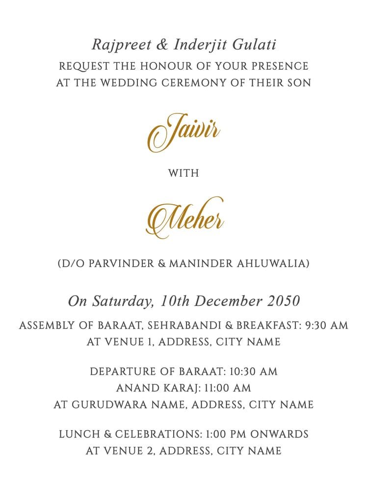 Anand Karaj Wording Templates by Rohan & Aparna Anand Karaj Wording Templates by Rohan & Aparna
