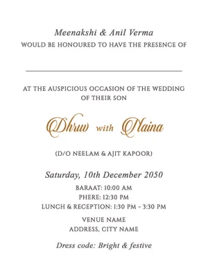 Hindu Wedding Wording Templates | Rohan & Aparna